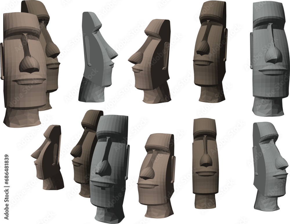 Vetor Vector sketch illustration of architectural design of moai statue ...