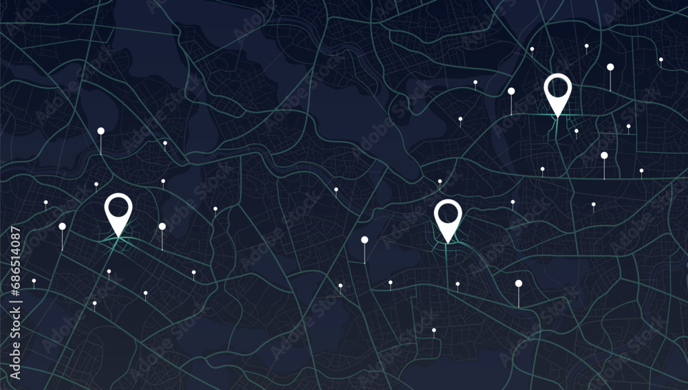 Gps, graphic tourist map of territory. Smartphone map application. App ...