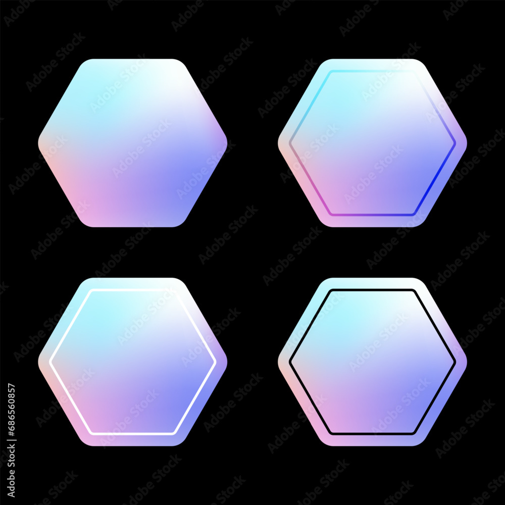 Holographic stickers. Set of hologram tag labels, iridescent foil badge ...