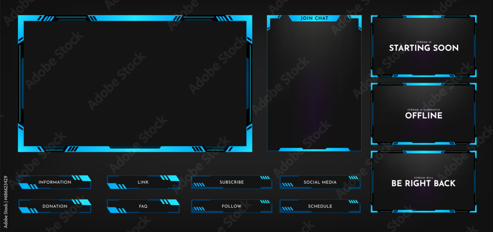 Live stream overlay panel design template. Futuristic digital streaming ...