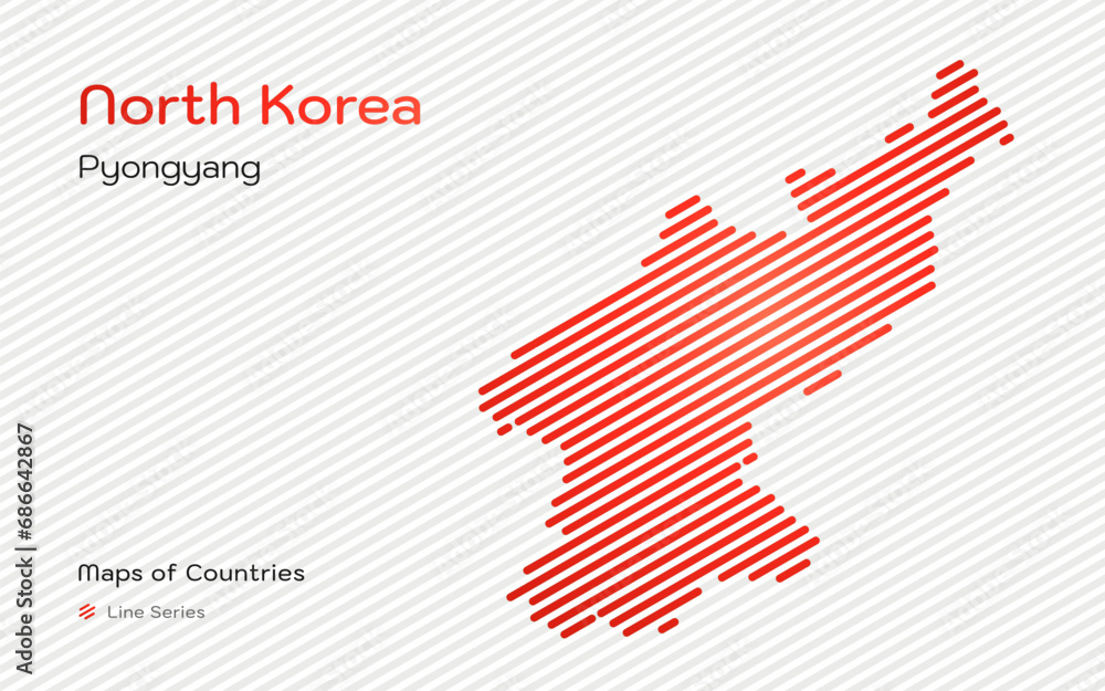 Creative map of North Korea. Political map. Capital Pyongyang. World ...