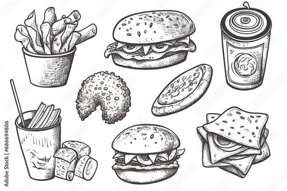 Assorted unhealthy food items, concept of junk food and the pitfalls of ...