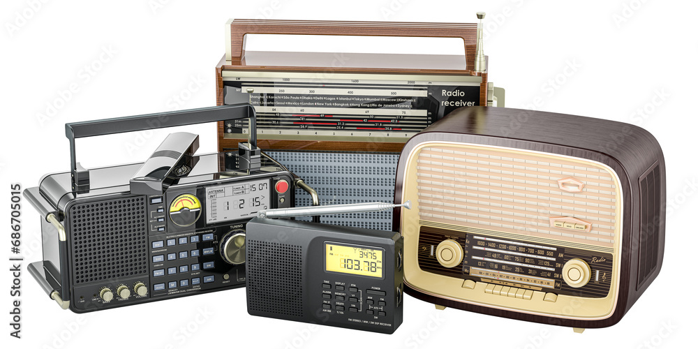 Vintage radio and modern digital radio receiver. Evolution of radio ...