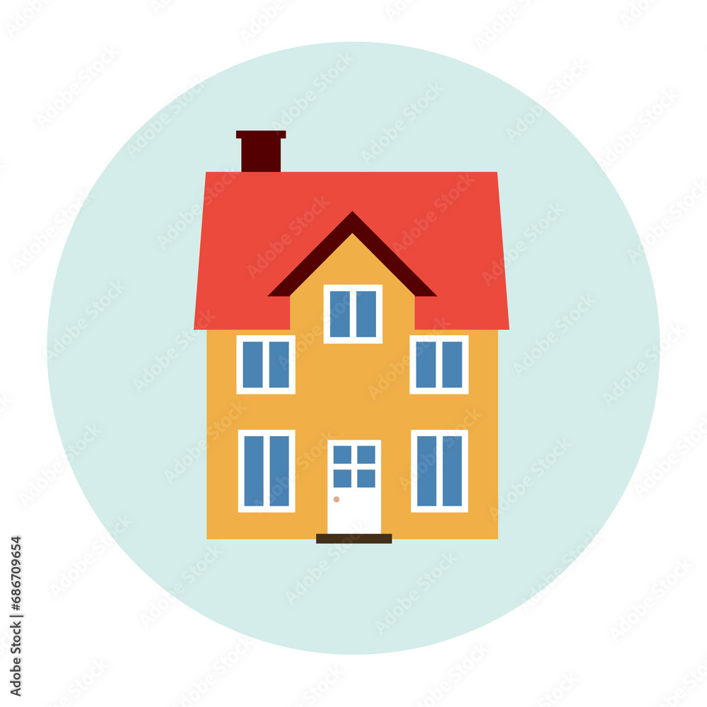 Home simple icon in circle - house design element illustration. Real ...
