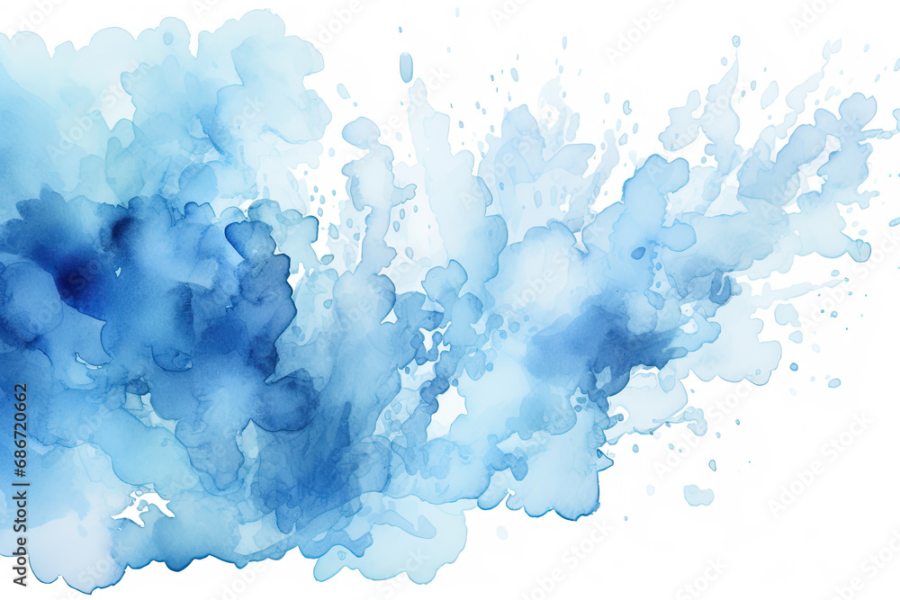 Ink watercolor pastel sky blue splash, clip art, white background Stock ...