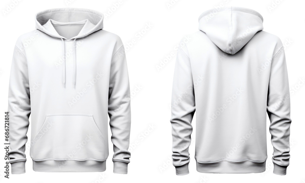 Blank white hoodie in front and back view, mockup, isolated on transparent background Stock ...