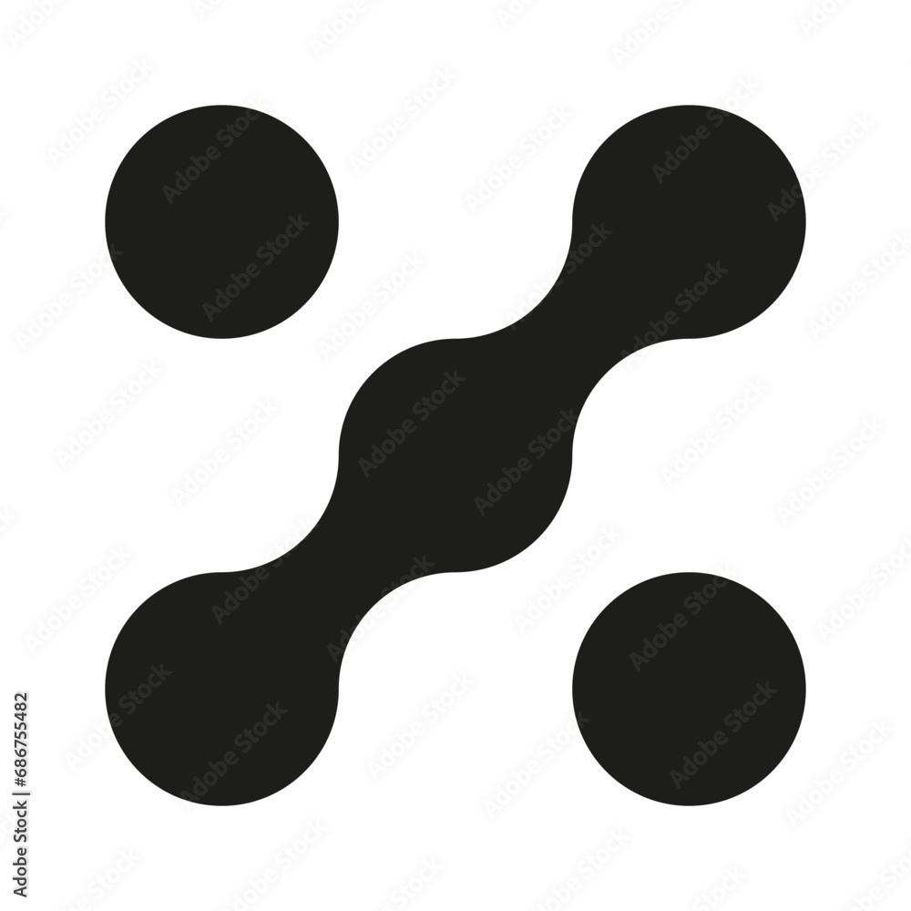 Metaball logo. Connected dots icon. Circles pattern symbol. Texture abstract element. Connected ...