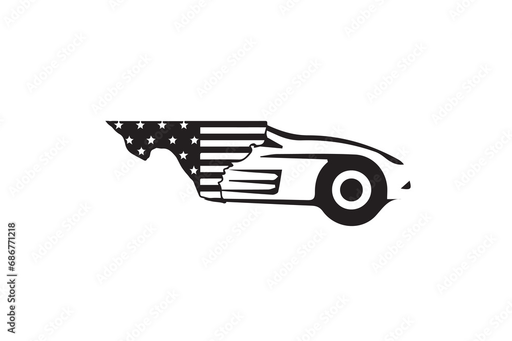 vintage of racing car united States Logo Design Vector Stock . Made in ...