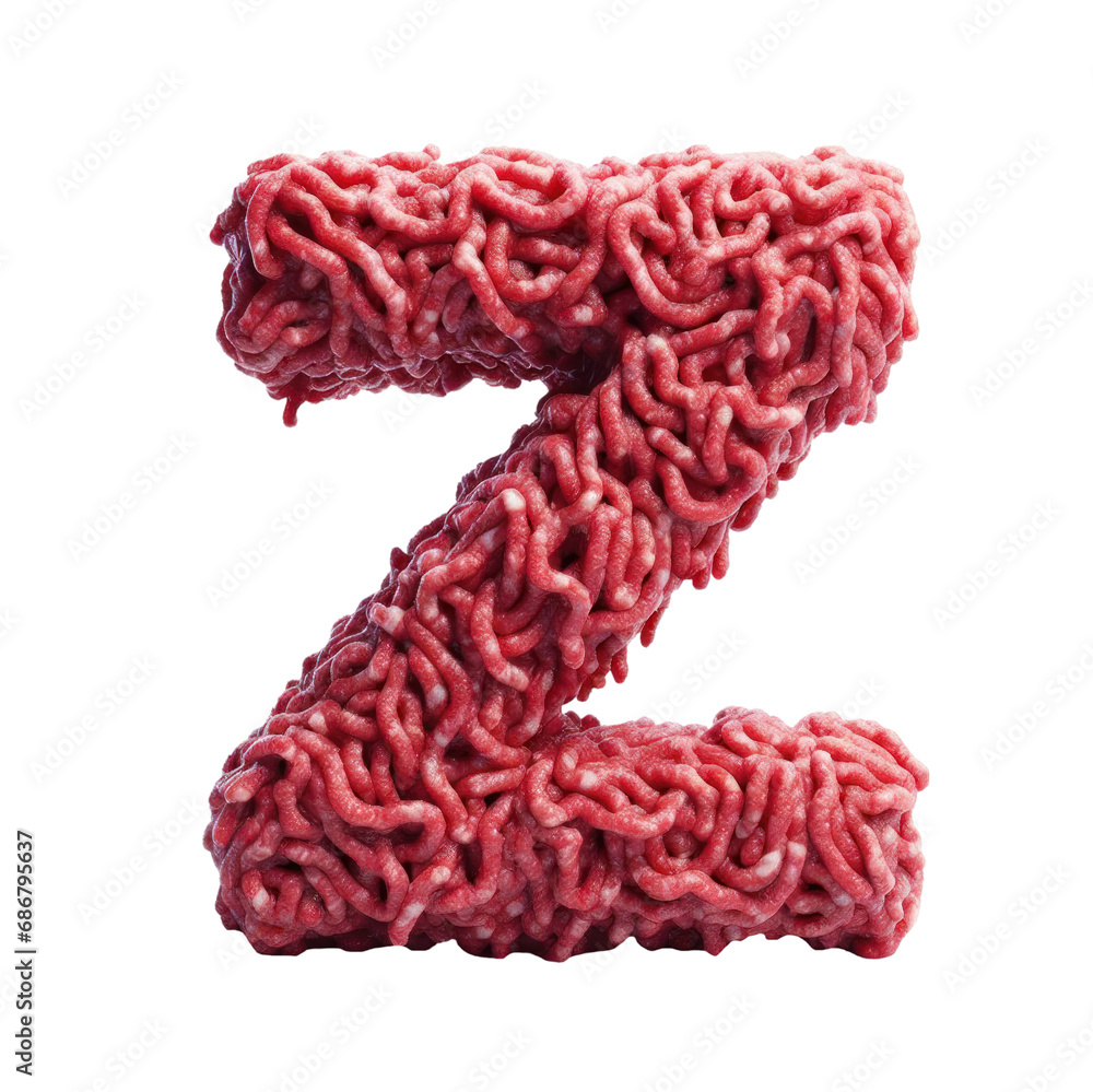 Z - 3D Meat Alphabet - Meat Letter - Raw Meat - minced meat ...