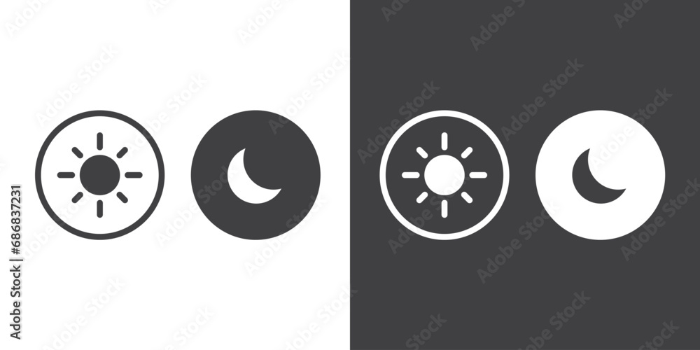 Flat icon of Dark mode, Day and night, dark and light modes icon vector ...