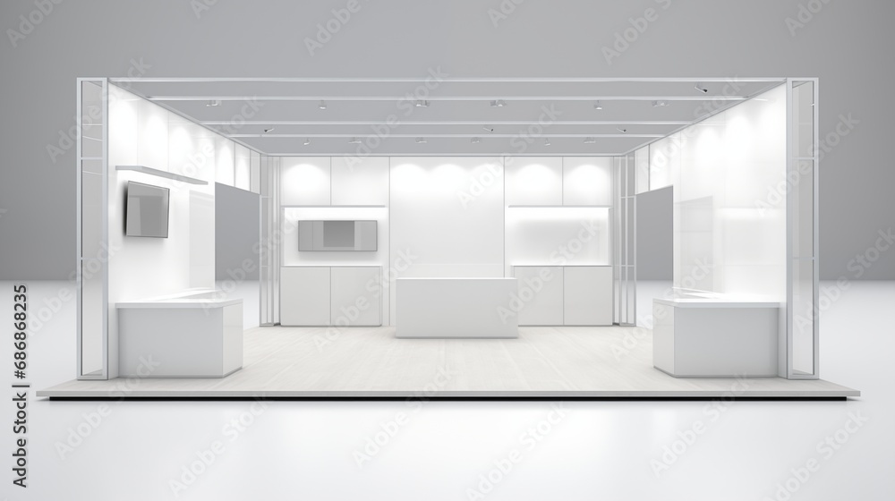 Illustration of Vacant Trade Show Booth, modern minimalism in white ...