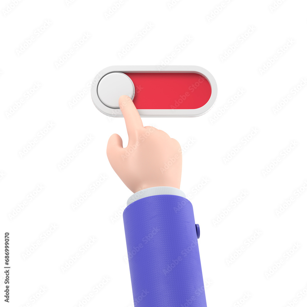 Cartoon Gesture Icon Mockup.3d render,cartoon character hand touches ...