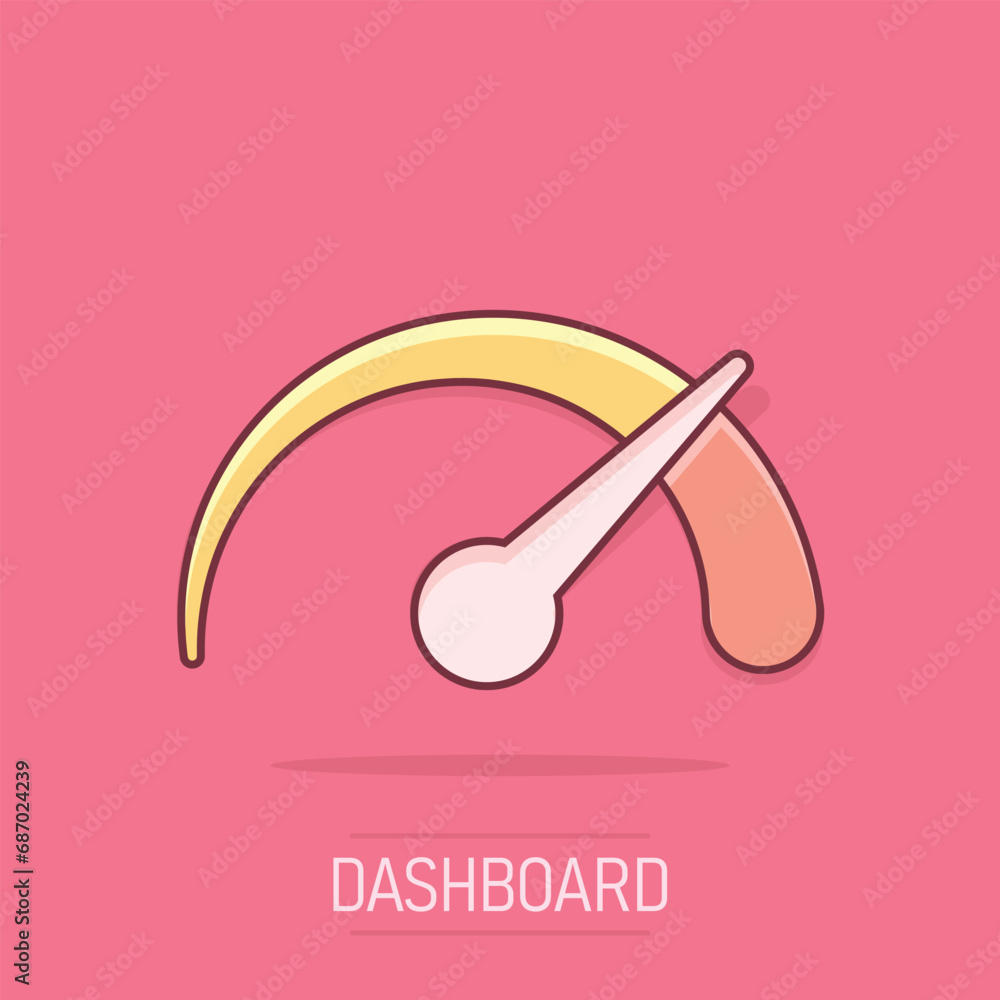 Stock-Vektorgrafik „Vector cartoon dashboard icon in comic style. Level ...