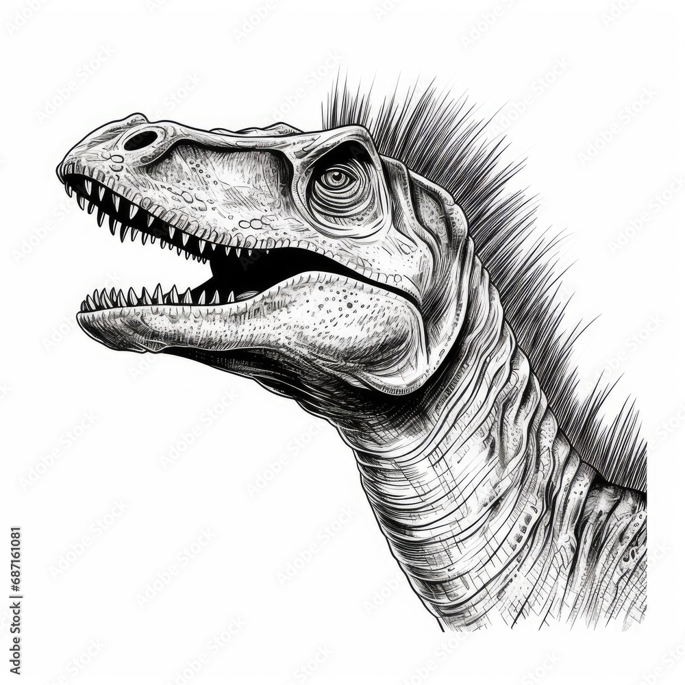Dinosaur Sketch, Hand Drawn Sketched Dicraeosaurus Dino , Engraving ...
