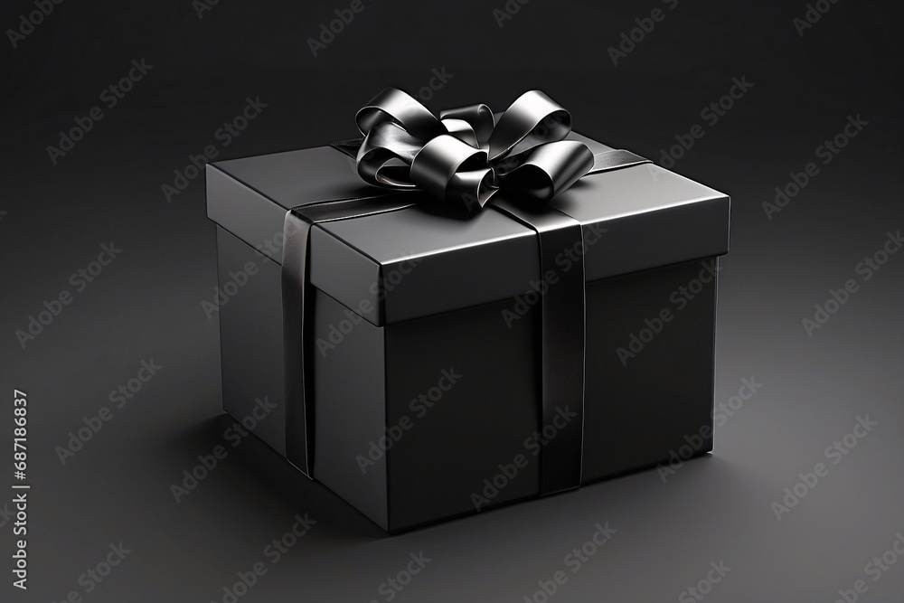 Blank open black present box or top view of black gift box with black ...