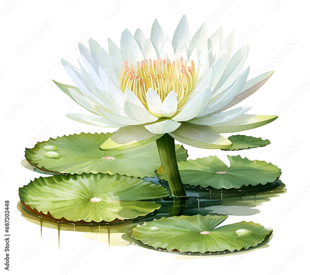 Victoria amazonica Flower, watercolor clipart illustration with ...