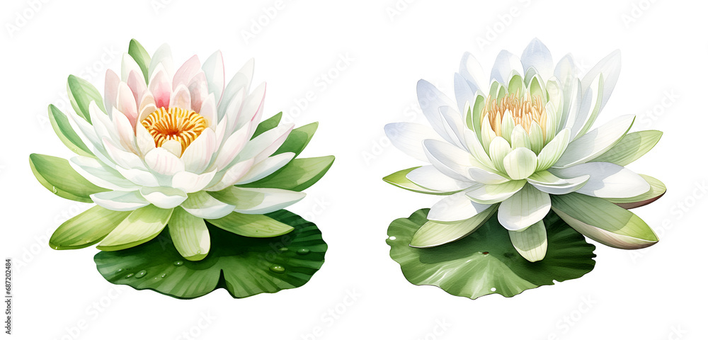 Victoria amazonica Flower, watercolor clipart illustration with ...