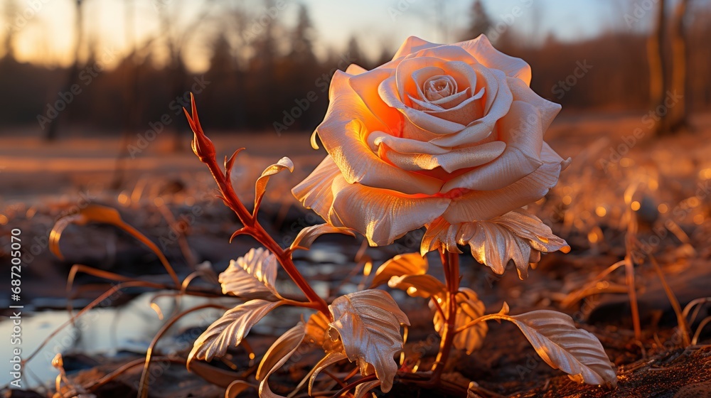 Beautiful White Rose On Nature Background, Background Image, Desktop ...