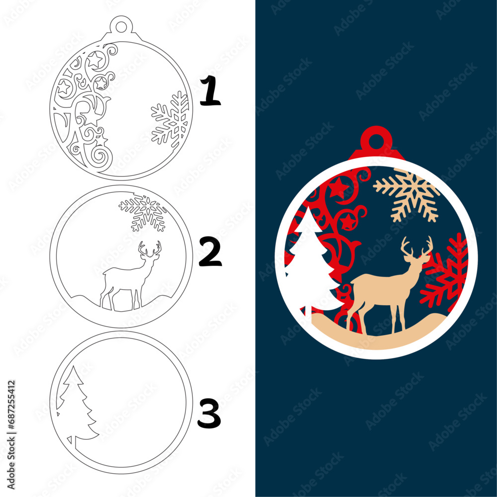 Christmas laser cut file Glow forge Vector Cut Files for Plywood balls ...
