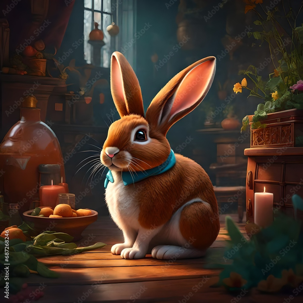 Whimsical Disney-style Rabbit Illustration: Happy Cartoons in Insanely ...