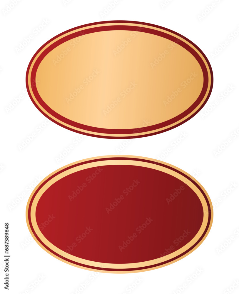 Simple luxury red gold oval frame border label badge editable png ...