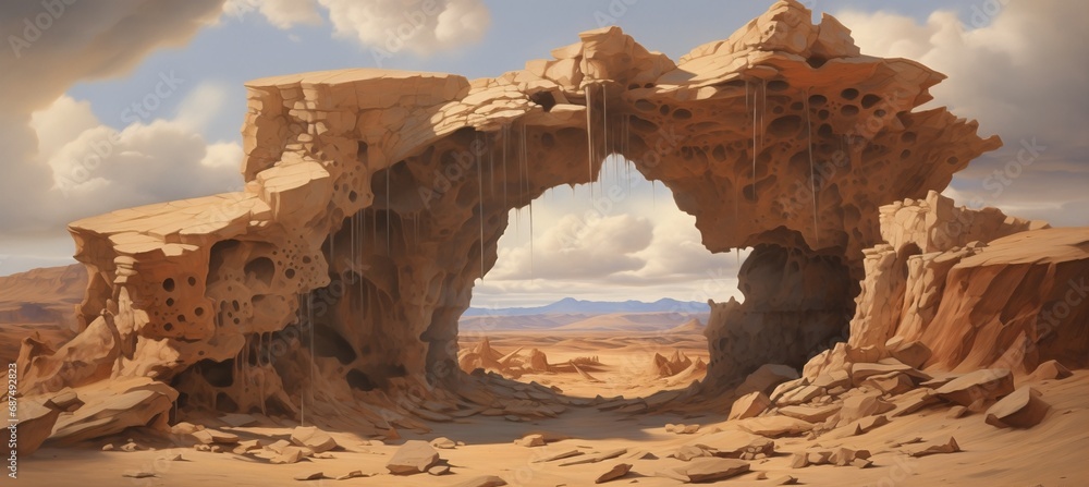 Ancient sandstone portal rift ruins gateway located in a remote part of ...