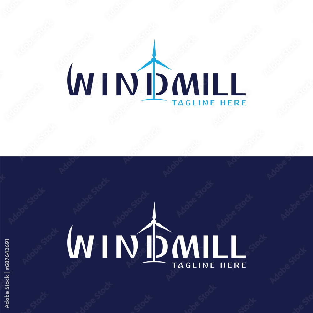 windmill wordmark creative text logo design modern concept Stock Vector ...