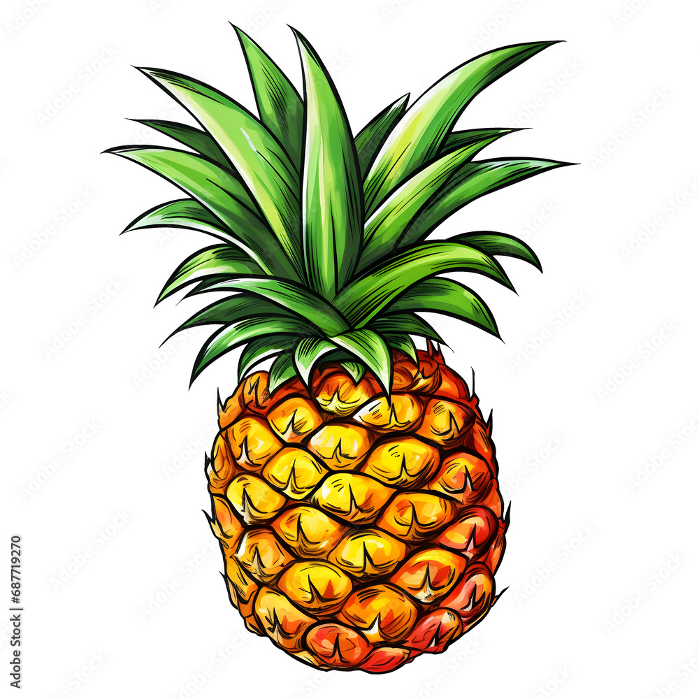 Ilustrace pineapple clipart, fruits clipart, healthy lifestyle, summer ...