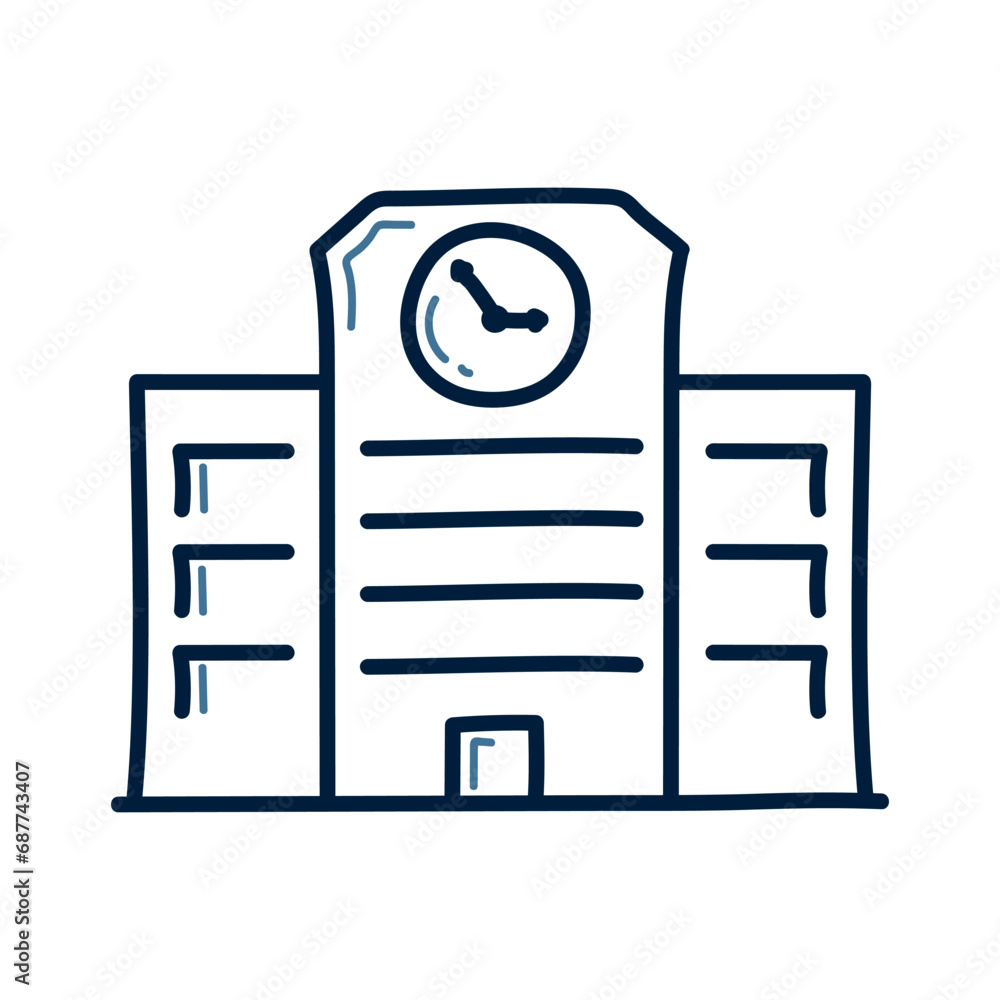 Vector de Stock Hand drawn School building doodle line illustration ...