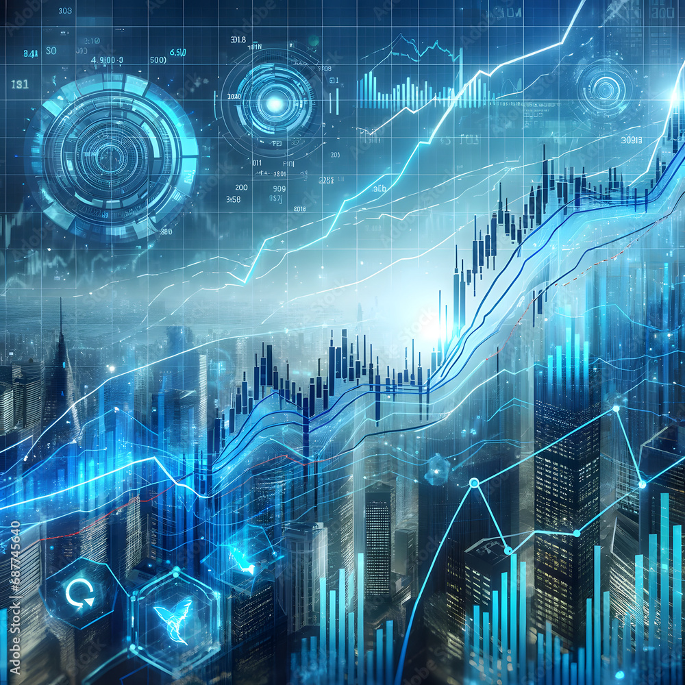 Stock market chart showing the steady upward trajectory of blue chip ...