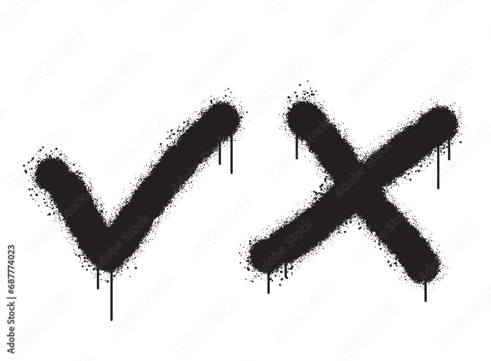 Spray Painted Graffiti Check mark Sprayed isolated on white background ...