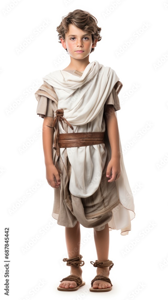 A little kid boy child wears ancient aged Roman clothing. Generative AI ...