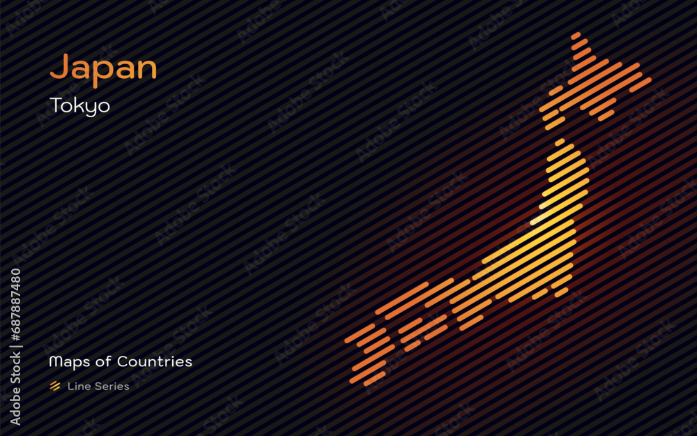 Creative Gold Modern map of Japan. Political map. Capital Tokyo. World ...