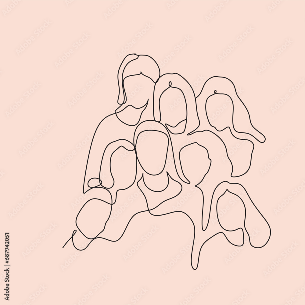 Women vector illustraton drawn in line art style. International Womens ...