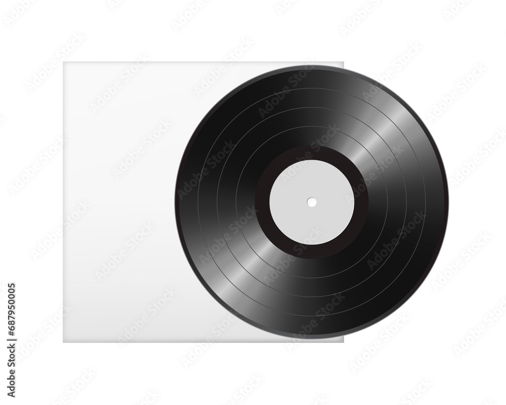 Blank vinyl disc mock up with blank case. Realistic empty template of a ...