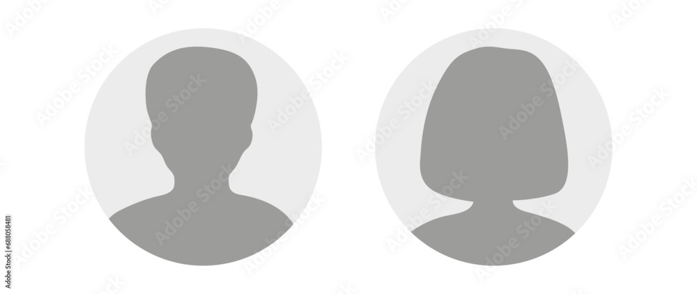 Vector flat illustration in grayscale. Avatar, user profile, person ...