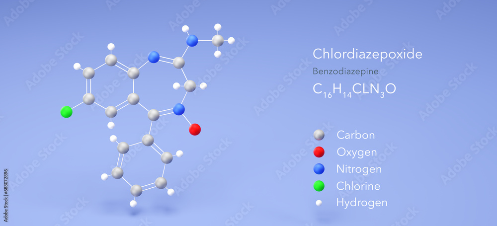 Stock-Illustration „chlordiazepoxide molecule, molecular structures ...
