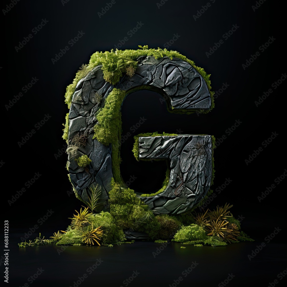 Stone letter G. Symbol of alphabet made of strong solid granite, rocks ...