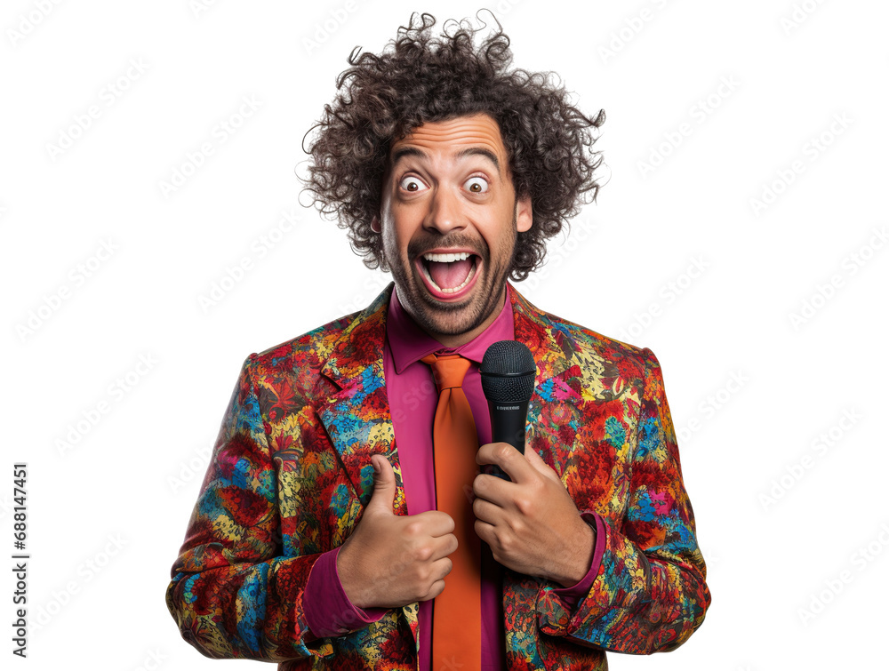 Foto de Stock Funny actor, presenter or stand-up comedian, cut out ...