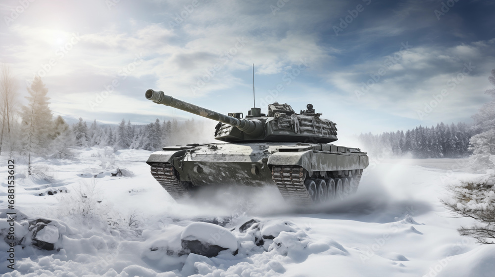 Main battle tank in hyper realistic style. Armored fighting vehicle ...