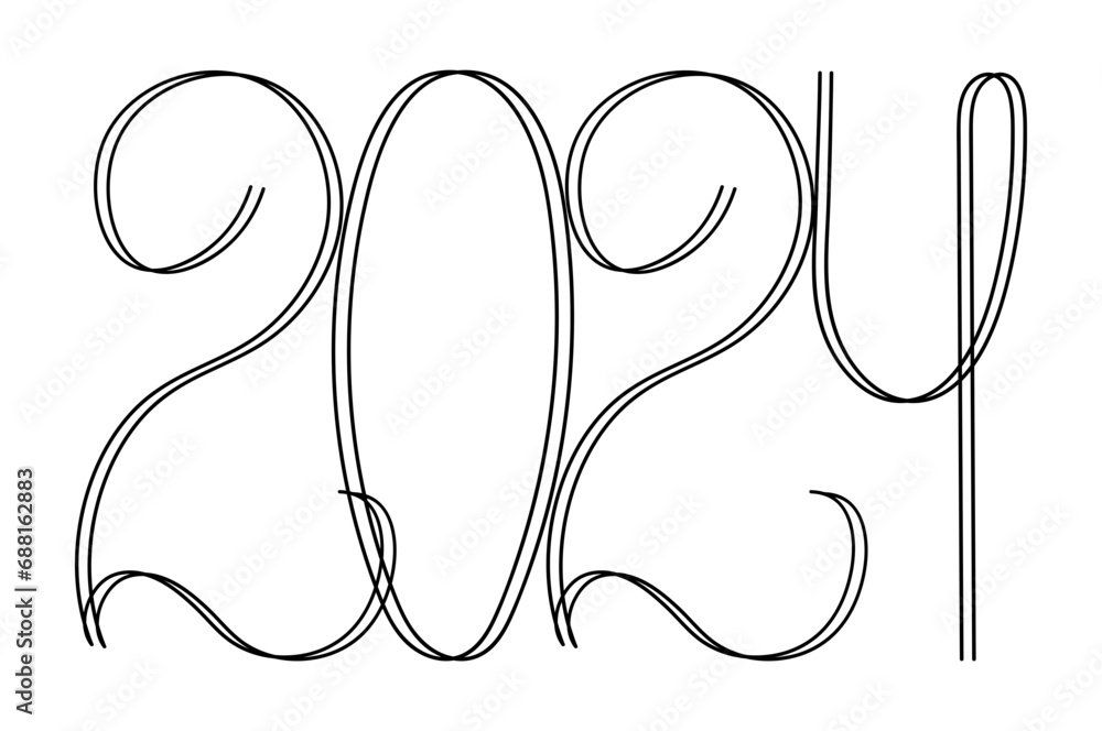 Vector hand lettering 2024 year. Minimalistic illustration on a ...