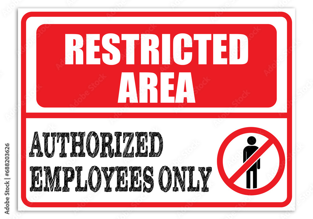 Sign with text Restricted Area Authorized Employees Only on white ...