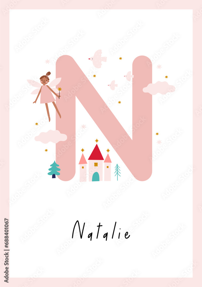 Cute Cartoon Magical Little Fairy in Magical World. Awesome Baby Name ...