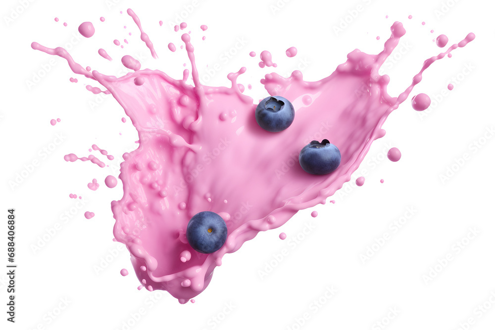 milkshake splash with blueberries isolated on transparent background ...