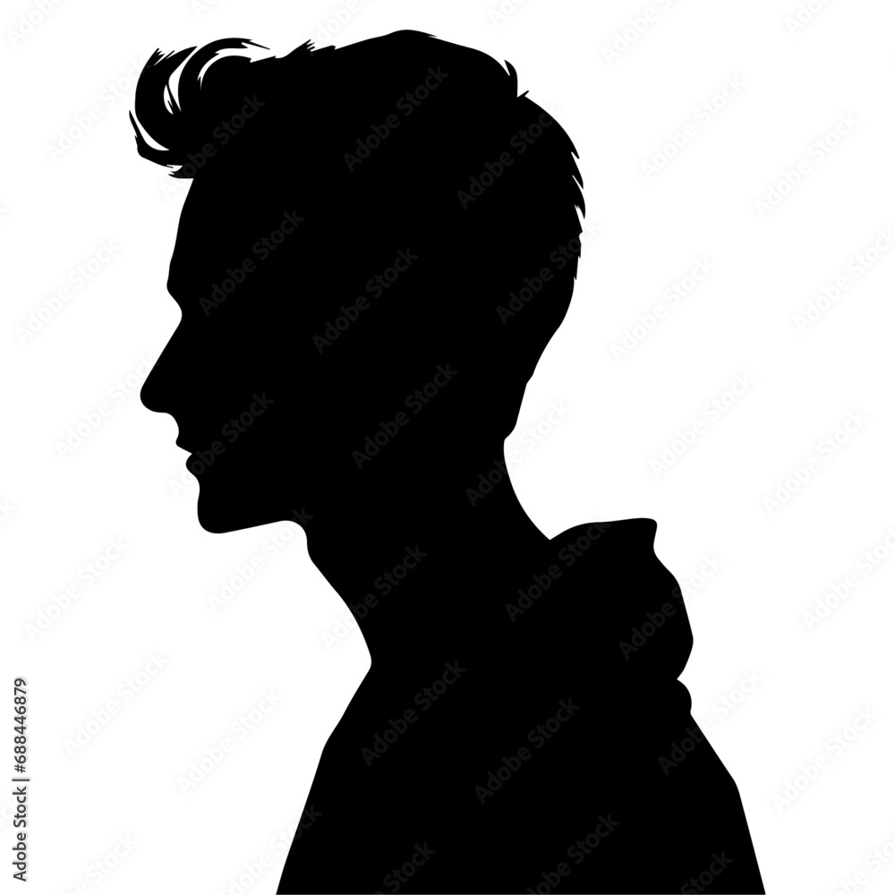 Man Profile vector silhouette, man profile silhouette black color ...