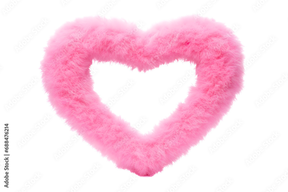 heart shape pink fluffy picture frame isolated on transparent ...