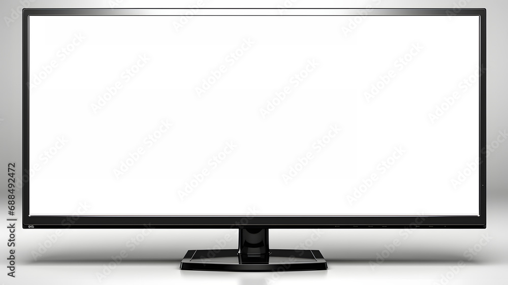 Blank white display screen mockup. Modern monitor template with Copy ...