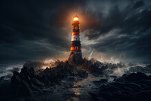 Lighthouse Shining Bright Free Stock Photo - Public Domain Pictures