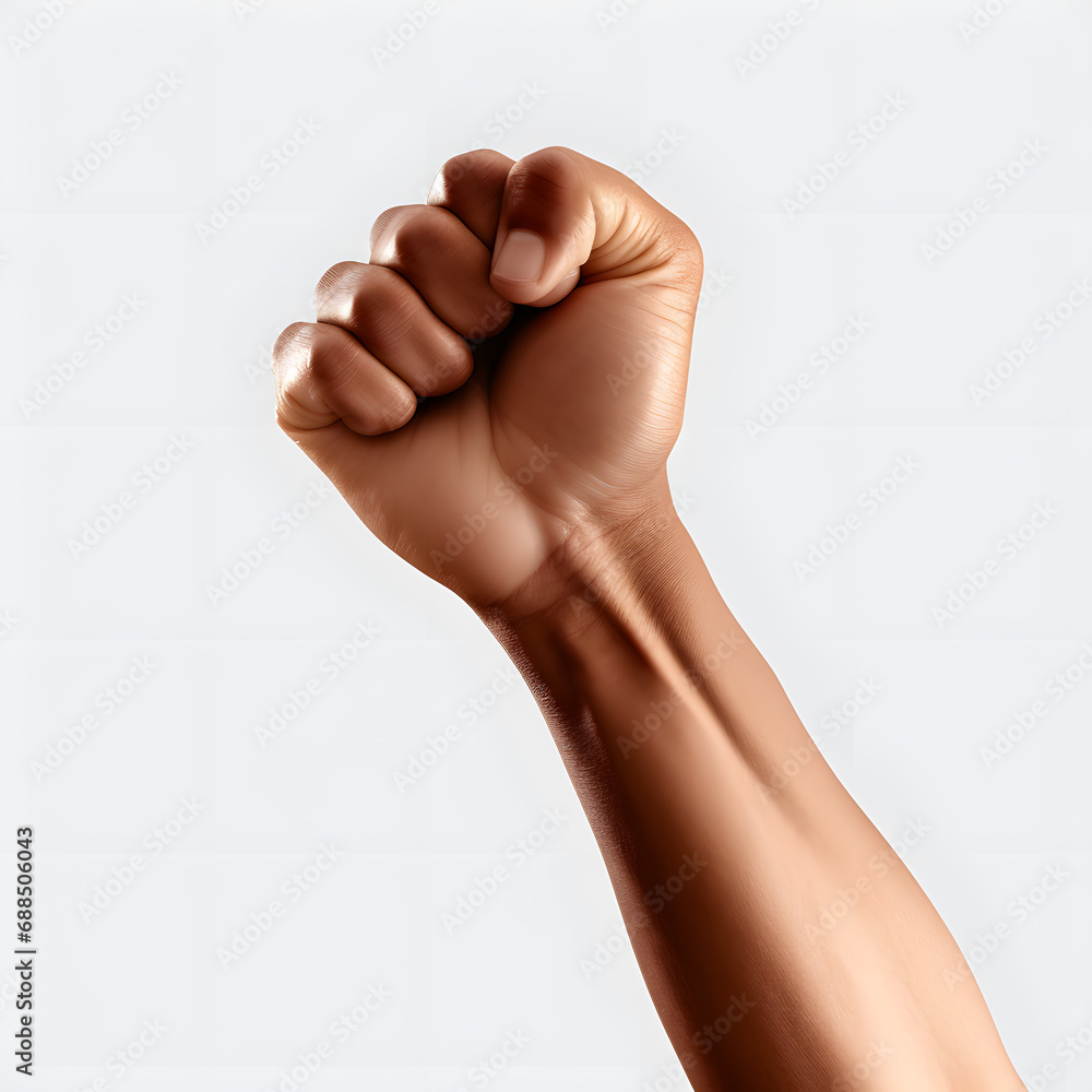 Raised fist isolated on a transparent background. generative ai. Stock ...