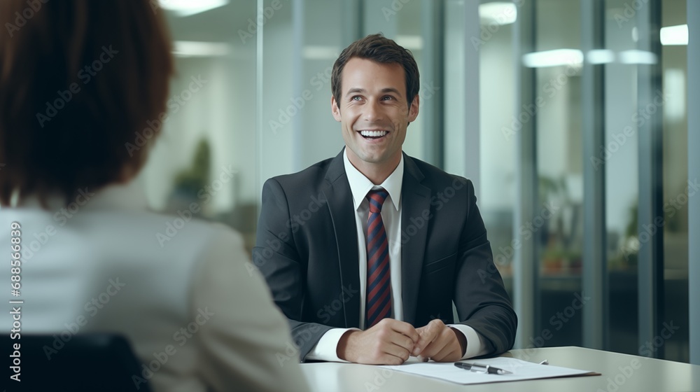 Interview scenario where an interviewer and candidate engage in ...
